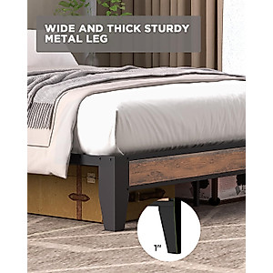 BUCOTOD Bed Frame with Storage Headboard, Built-in Charging Station, Easy Assembly, Noise Free, Non-Slip Design, Sturdy and Stable, No Box Spring Needed, Heavy Duty Metal Support Bed Frame-QUEEN99