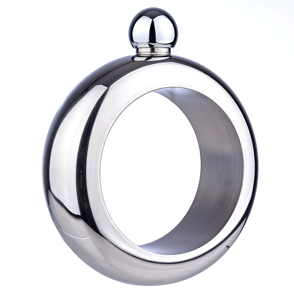 Bangle Bracelet Wine/Alcohol 3.5 oz Flask - Stainless Steel Black and Silver Creative Gift Set for Women - Bonus Funnel Included