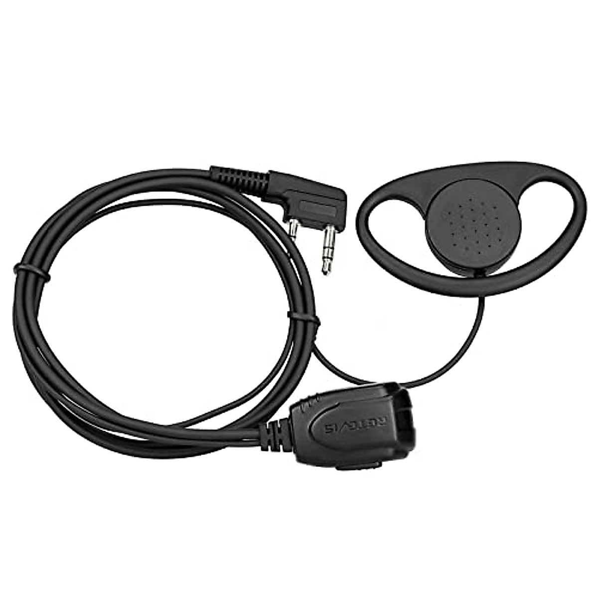 Retevis Walkie Talkie Earpiece with Mic 2 Pin, Earpiece with Double Wire, Compatible RT22 RT21 H-777 RT68 RT19 H-777S RT22S Baofeng UV-5R Arcshell, D Shape Two Way Radio Headset(10 Pack)