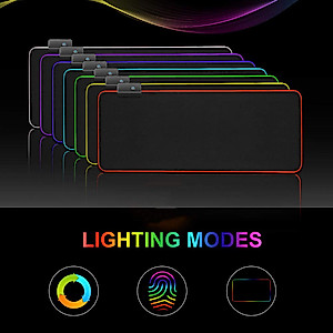 Mouse Pads Green Hexagon Texture Large RGB Gaming Mouse Pad Gaming LED Backlit Mouse Mat Computer Keyboard Non-Slip Desk Mat 23.6x11.8 in