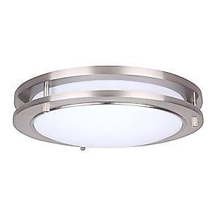 LIT-PaTH LED Flush Mount Ceiling Lighting Fixture, Dimmable, 10 Inch, 14W Replace 100W, 994 Lumen, Satin Nickel Finish, ETL Qualified, 5000K