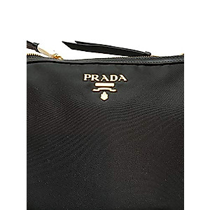 Prada Bandoliera Tessuto Nylon Soft Calf Trim Black Crossbody Bag 1BH046
