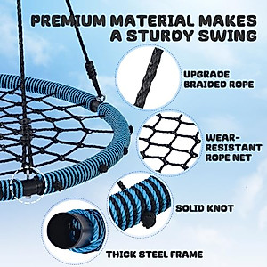 Trekassy Spider Web Saucer Swing 40 inch for Tree Kids with Steel Frame and Hanging Ropes