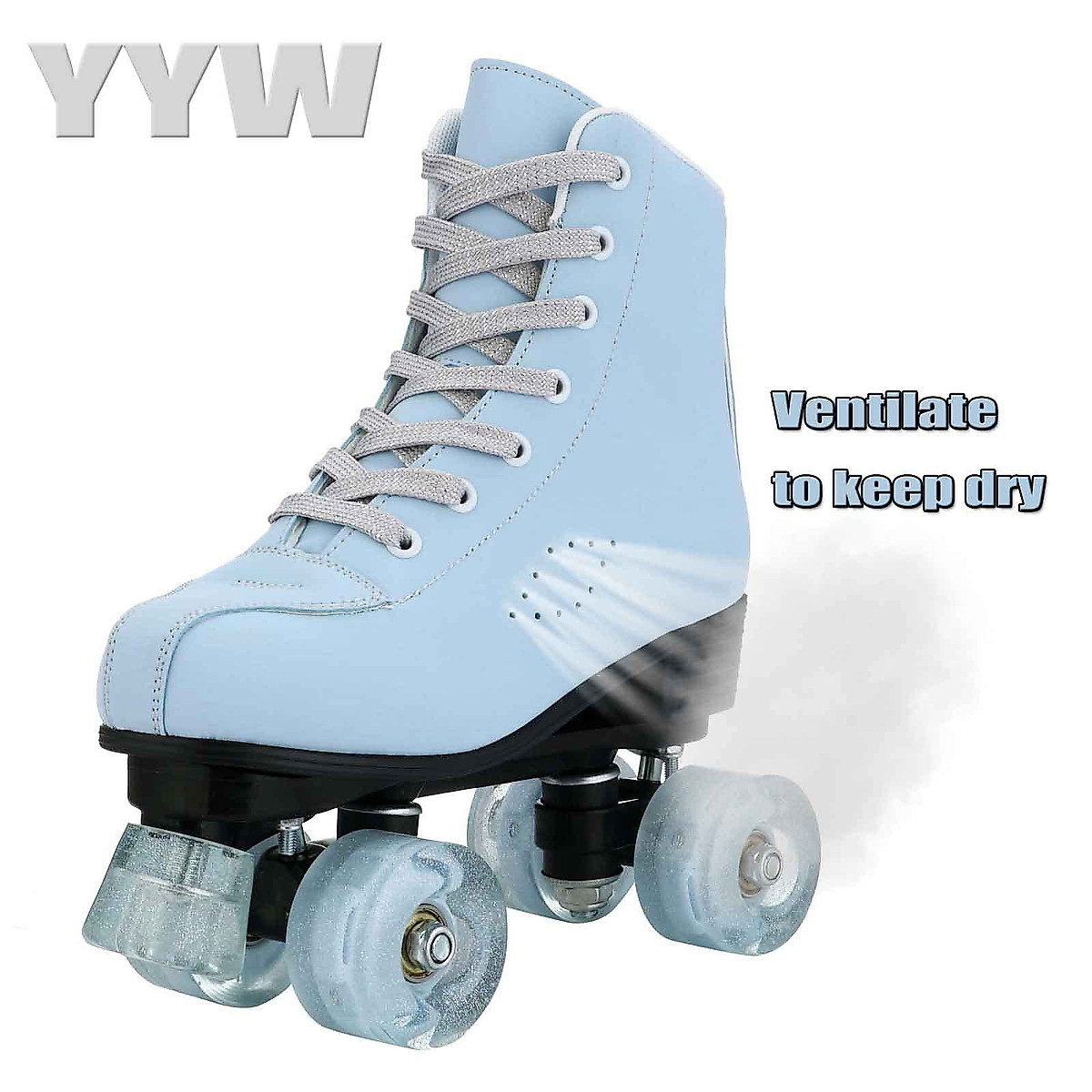 YYW Roller Skates for Women and Men Artificial Cowhide with Thick Cotton Protection Upper Outdoor Roller Skates for Girls Boys (37=US Women:7=US Men:5.5 =Heel to Toe:24 cm)