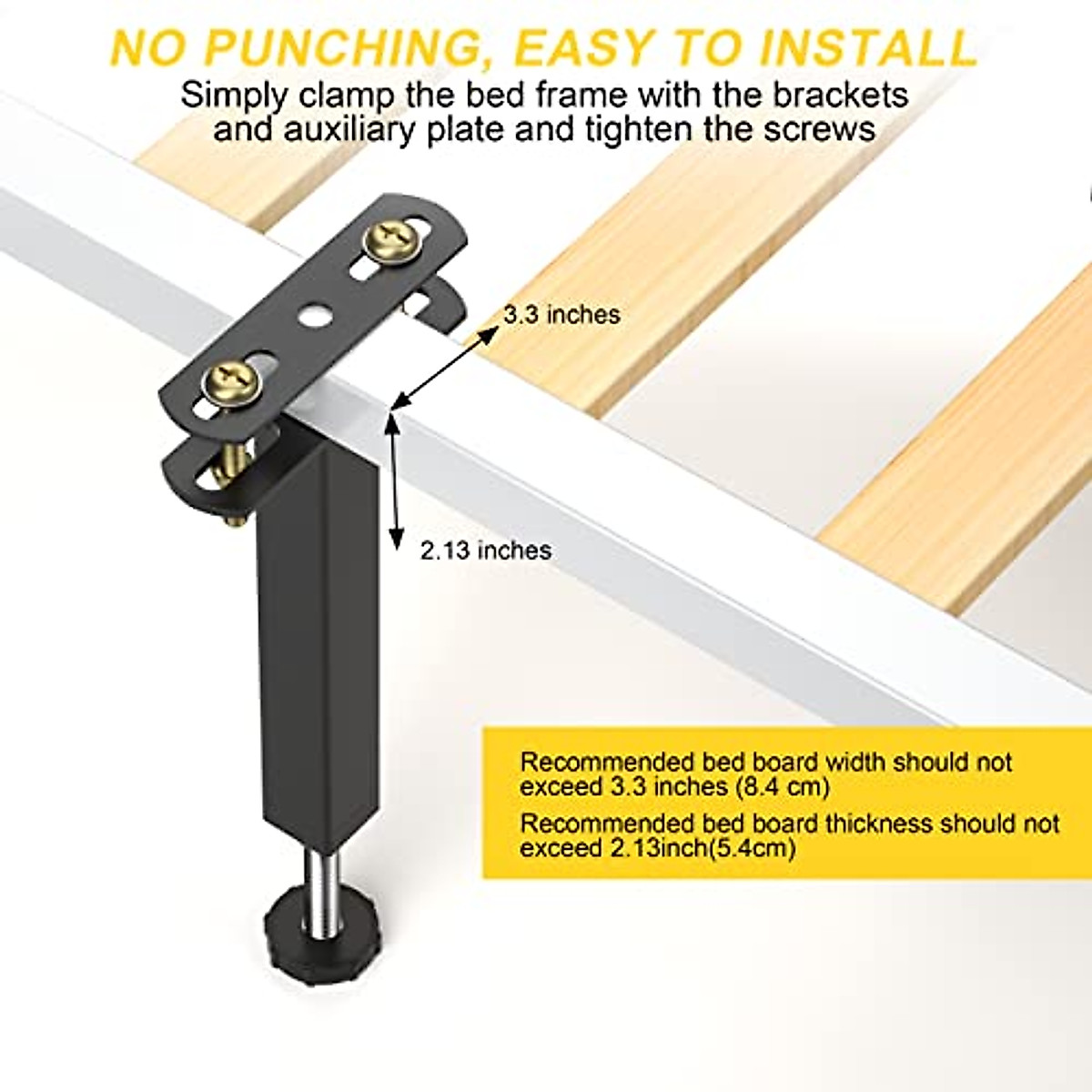 Likapop 4Pcs Adjustable Bed Frame Support Legs, Bed Frame Slats Heavy Duty Center Support Leg, Suitable for King Bed Reinforcement Kit, Sofa, Table, Furniture Legs Replacement Parts (6.1"-8.7")