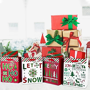 GITMIWS 12 Pack Christmas Paper Gift Bags with Tissue Paper, 9'' Medium Christmas Treat Gift Bags Bulk with handles, Christmas Shopping Tote Goodie Bags for Kids Gifts, Xmas Gift Bags Party Decor