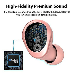 iLuv TB200 Rose Gold True Wireless Earbuds Cordless in-Ear Bluetooth 5.0 with Hands-Free Call Microphone, IPX6 Waterproof Protection, High-Fidelity Sound; Includes Compact Charging Case & 4 Ear Tips