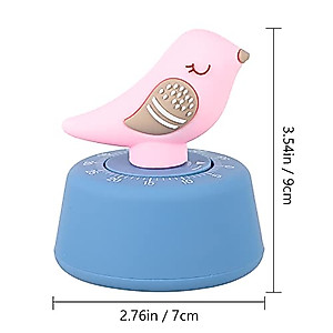 SOLUSTRE Mechanical Bird Kitchen Timer Wind Up 60 Minutes Timer Rotating Kitchen Cooking Timer Cute Time Management Tool Pink