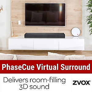 ZVOX SB380 Soundbar for TV with AccuVoice Dialogue Boost, Aluminum Soundbar with Built-in Subwoofer, Wall Mountable Home Speaker Bar for Clearer Sound, 35.5" TV Sound Bar