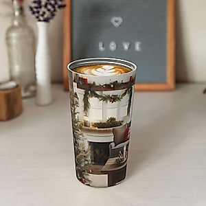 WANGXUEE Farmhouse Christmas Parrern Print 500ml Stainless Steel Travel Tumbler Double Wall Vacuum Insulated Coffee Mug