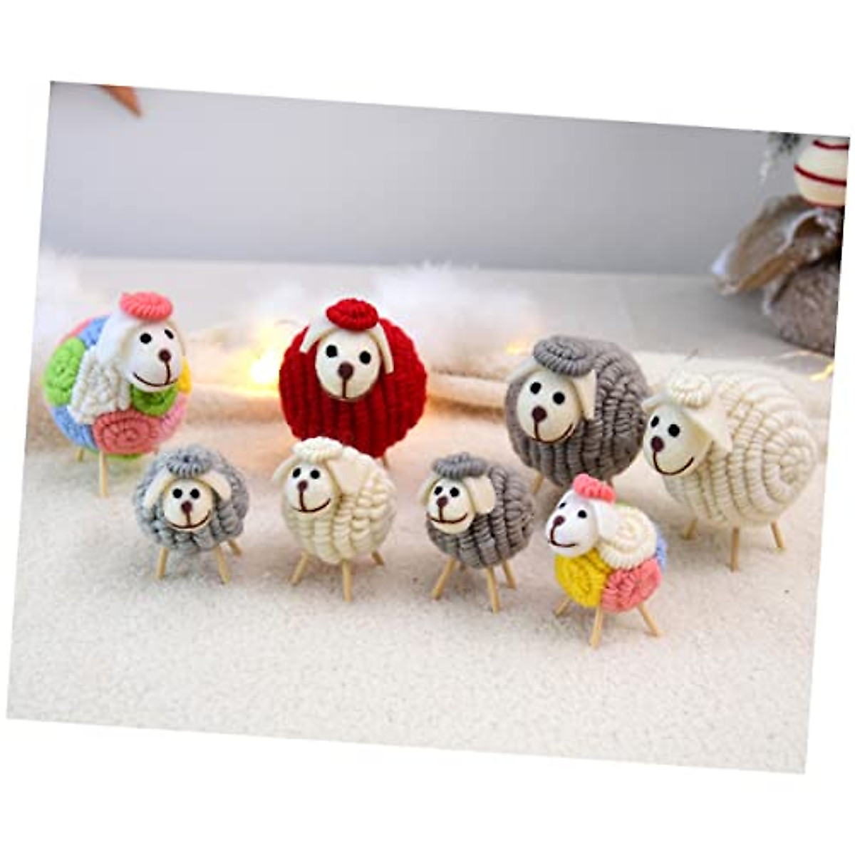 ifundom Cake Decoration Hand Made Felt Sheep Christmas Tree Hanging Sheep Mini Lamb Christmas Desktop Adornment Ornament Sheep Dining Table Decor Bamboo Christmas Socks Mutton White