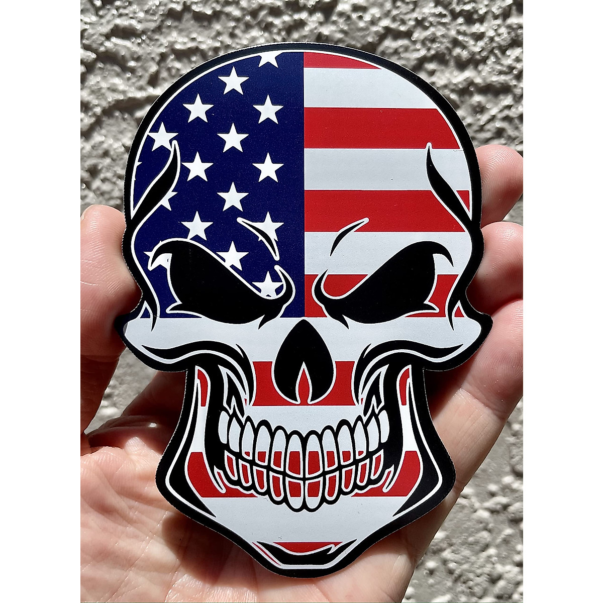WickedGoodz American Flag Skull Refrigerator Magnet - Patriotic US Magnetic Car Decal