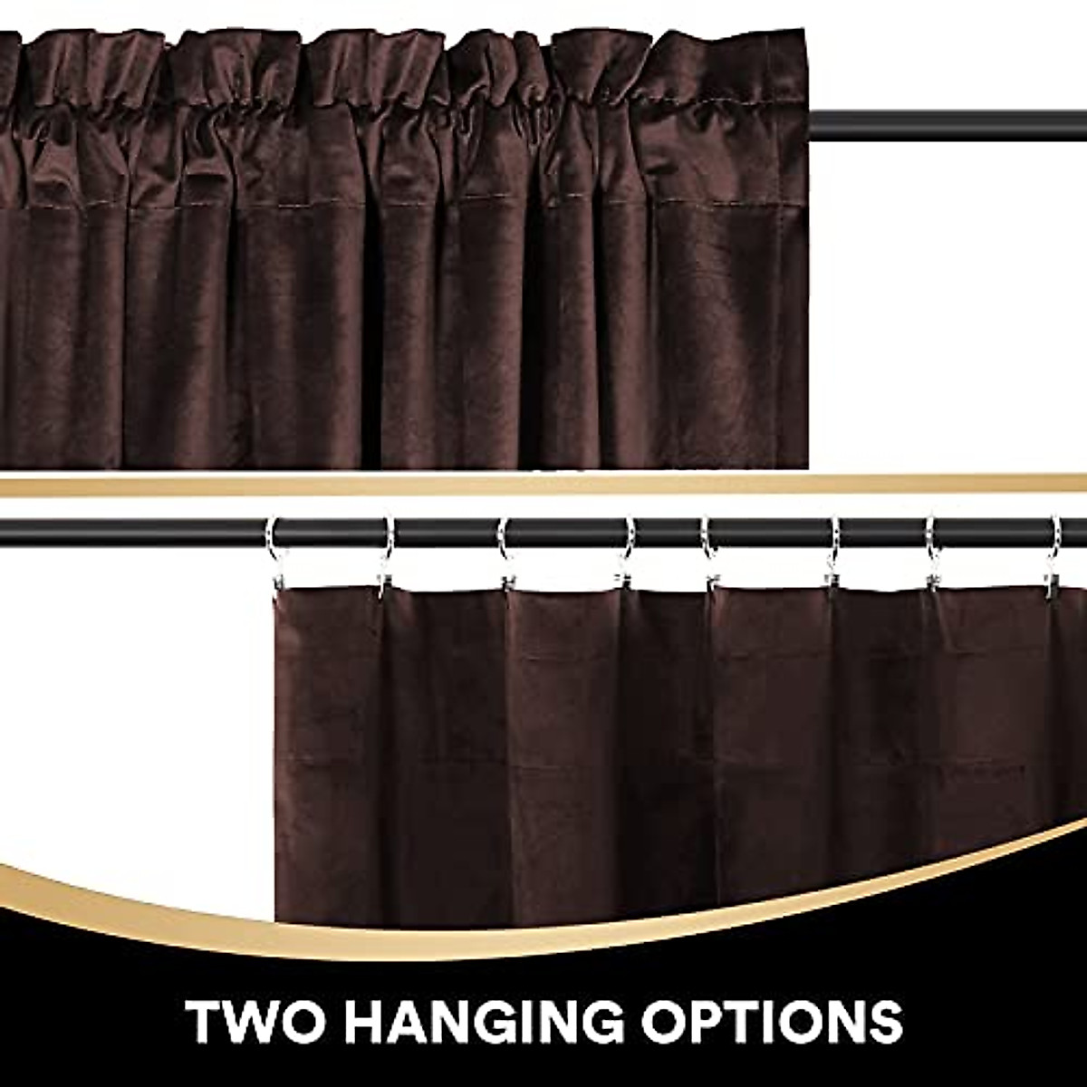 Brown Velvet Curtains Blackout - 95 inch Length Curtains for Living Room Soft Velvet Fabric Thermal Insulated Rod Pocket Window Treatment Set for Bedroom,W52 x L95,Brown, 2 Panels