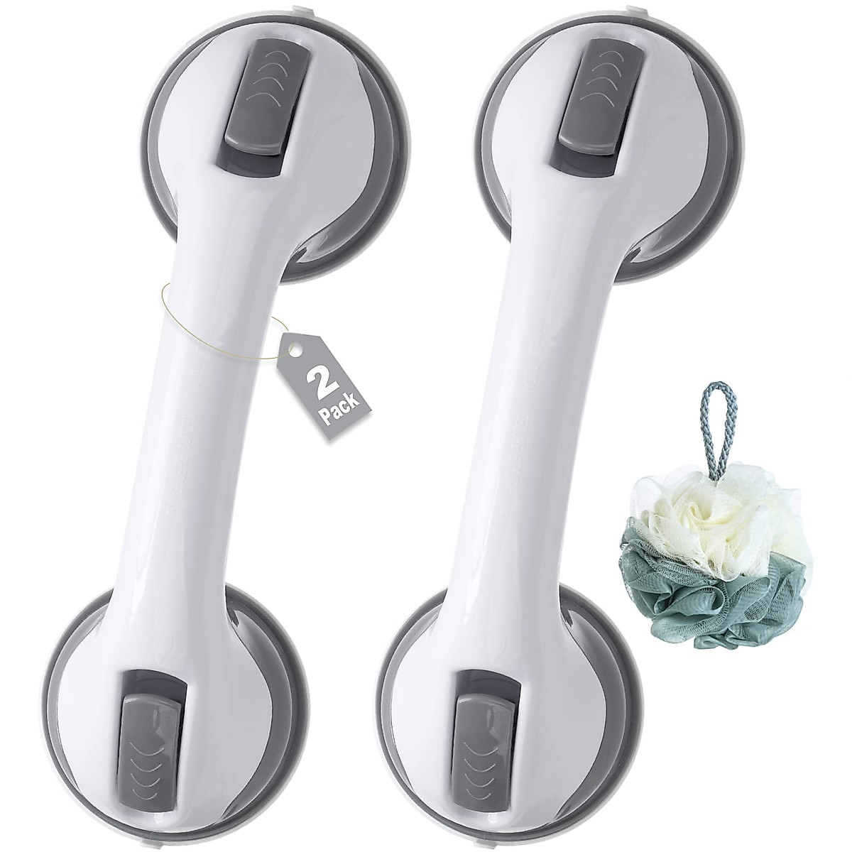 BUBEHYMY 2 Pack Shower Handle, 12 inch Grab Bars for bathtubs and Showers for Handicap, Mother, Elderly Seniors Assistance Products Baby Shower Handle Safety Cup Grip Non Slip Handicap