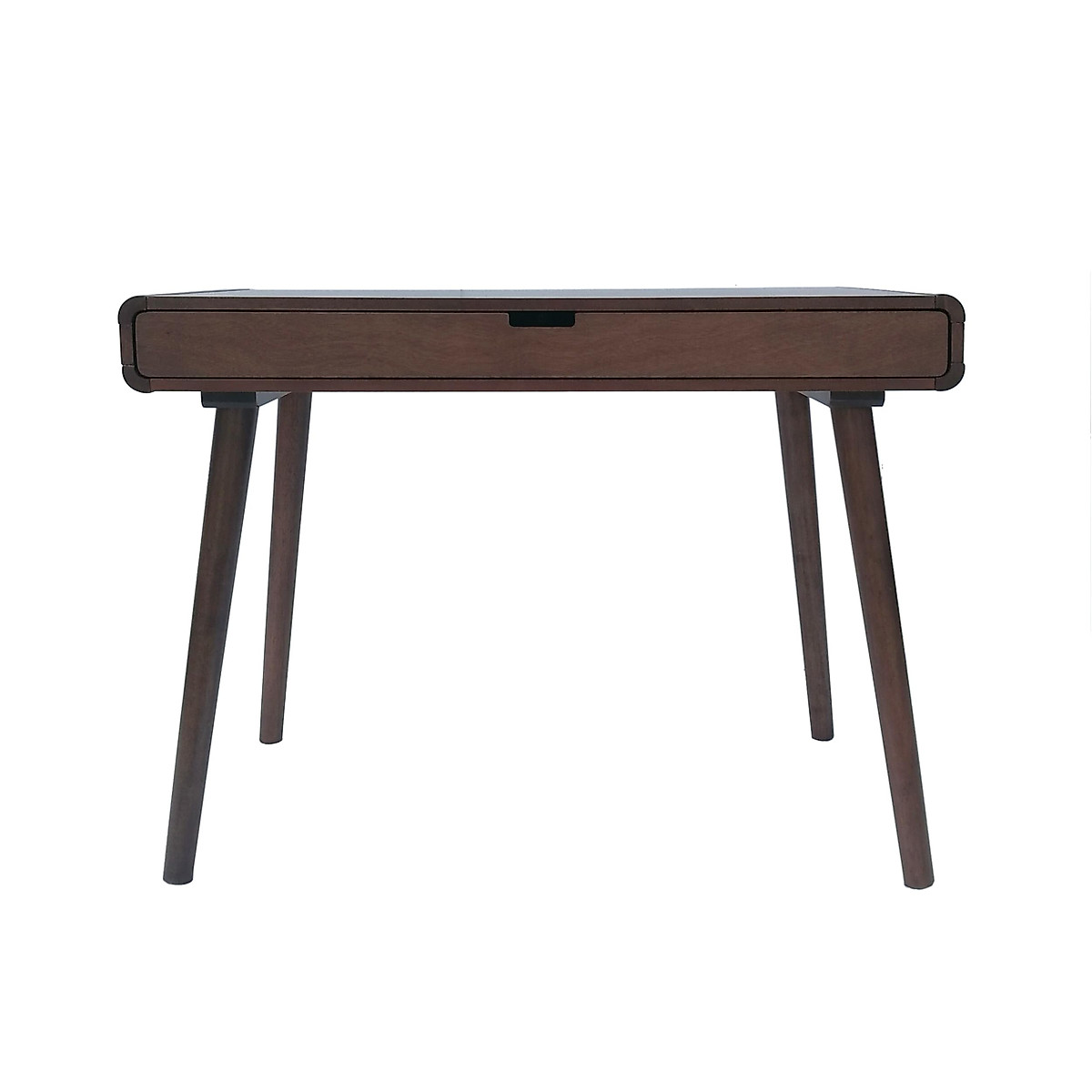 HyorecyTech Home Office Vintage Desk with rubberwood Legs, Solid Wood Writing Desk with Large Drawer, Mid Century Solid Wood Computer Desk for Home Office, Reading Room (Wood Desk- Brown)