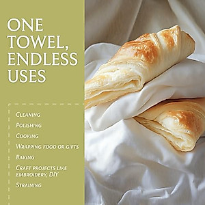 [12 Pack] Flour Sack Kitchen Dish Towels - Lint Free Soft 100% Ring Spun Cotton - Large 28x28 - White