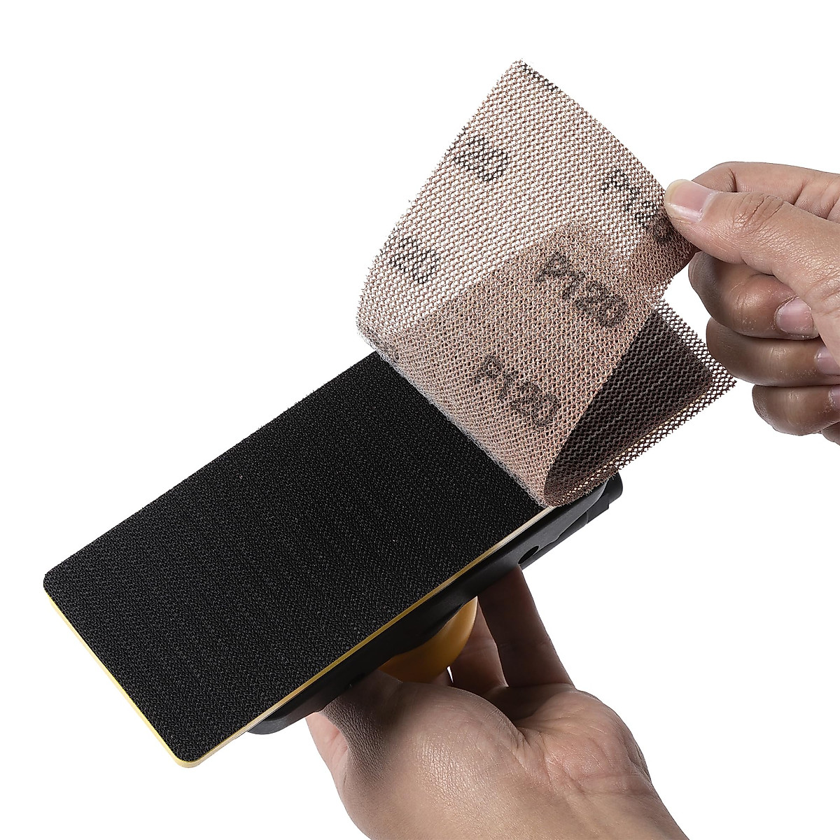 UPWOOD 2-3/4" x 8" Dust-free Air Orbital Sander, 70 mm x 198 mm 1/8 in Orbit, 10,000 Max OPM Dust Bag Style Central Vacuum with Extra Hook-Loop Pad and 15pcs (80/120/180/320/400) mesh sandpapers