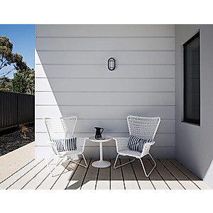 CORAMDEO Outdoor 8.5” Oval LED Nautical Bulkhead Light, Flush Mount for Wall or Ceiling, Wet Location, 75W of Light, 800 Lumens, 3K, Black Cast Aluminum with Frosted Glass Lens