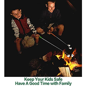 M MCIRCO Marshmallow Roasting Sticks,Set of 12 Pack 45'' Telescoping Smores Skewers Hot Dog Extending Stainless Steel Forks for Camping, Campfire, Bonfire Kids, Multicolor,Include 20 Bamboo Skewers