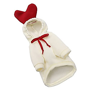 Amosfun 1pc Pet Funny Dogs Hooded Coat - Xs Sweatshirt Party Holiday Christmas Soft and Snowsuit Cat Heart Outfit Cute Guinea Costume Small Winter Costumes Plush Cotton Shape Fall Gifts