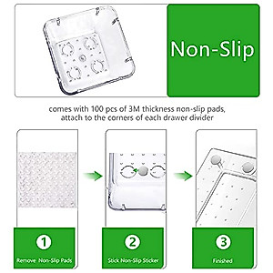 POGEAIR 25Pcs Clear Drawer Organizer Set with Non-Slip Silicone Pads,4 Sizes Plastic Kitchen Drawer Organizers,Storage Bins for Bedroom Dresser,Bathroom,Office,Jewelry,Desk