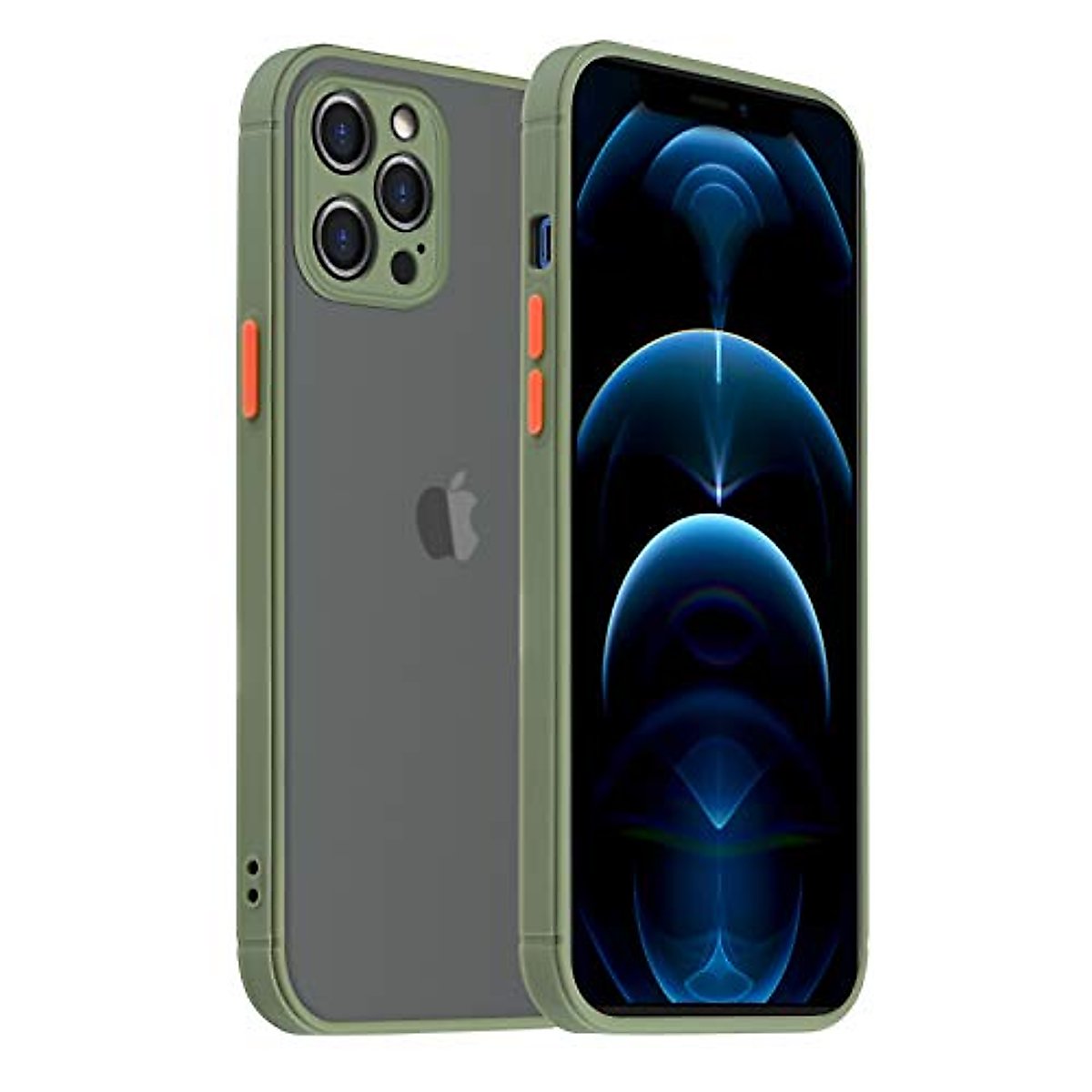 PIGLULOO Phone case Compatible with iPhone 13 Pro Max，Made of TPU+PC Hybrid Material, Anti-Fall and Anti-Collision， Lens Protection，Green Case