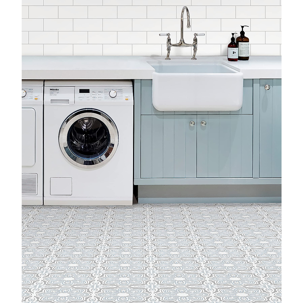 FloorPops Morris Peel & Stick Floor Tiles, Gray