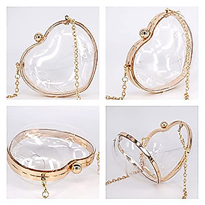 Buddy Supplies Women Acrylic Transparent Clutch Purse Heart Shape Shoulder Bag Party Chain Handbags