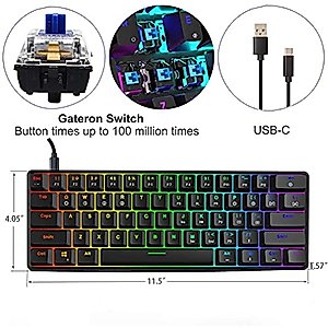 SKYLOONG GK61 SK61 60% Mechanical Keyboard 61 keys Portable Small Full Keys Programmable Gaming Keyboard Red Switch Hot Swappable RGB Mechanical Keyboard for PC Mac Laptop