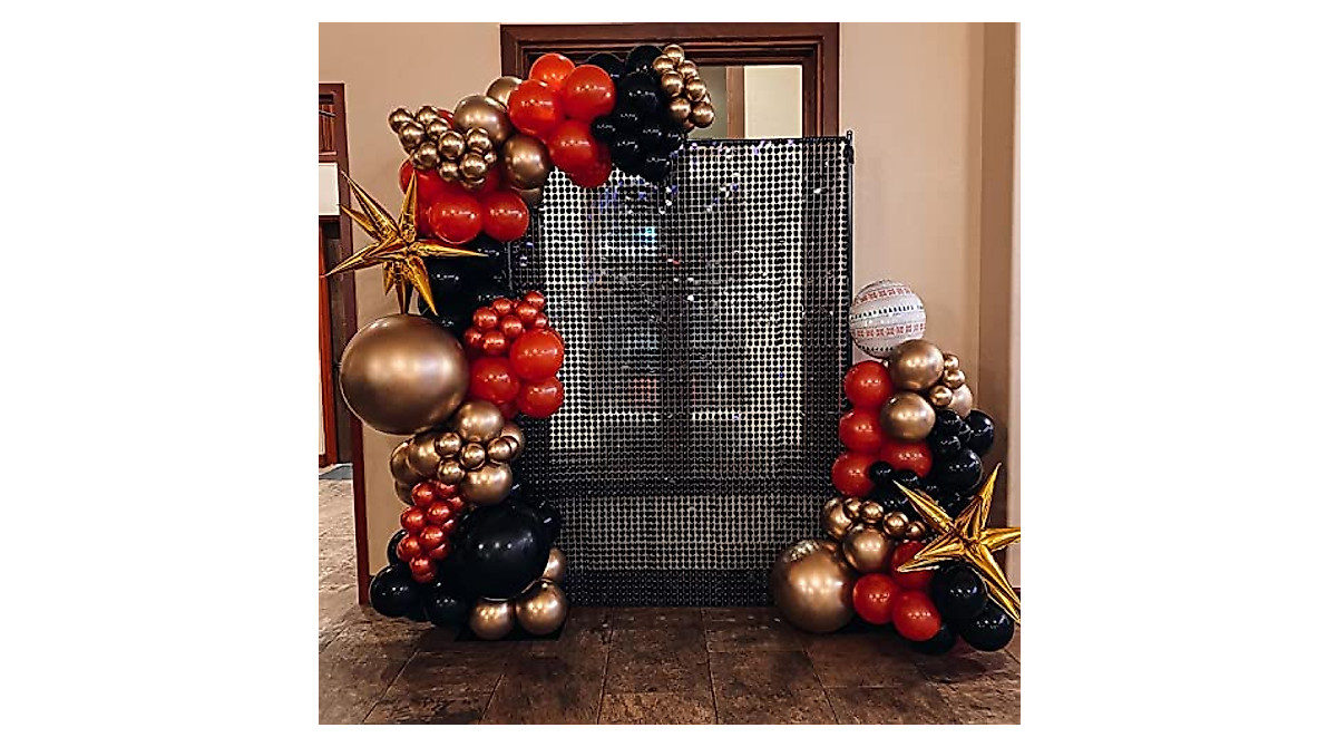 Black Shimmer Wall Backdrop - 24 Sequin Panels for Events & Photos
