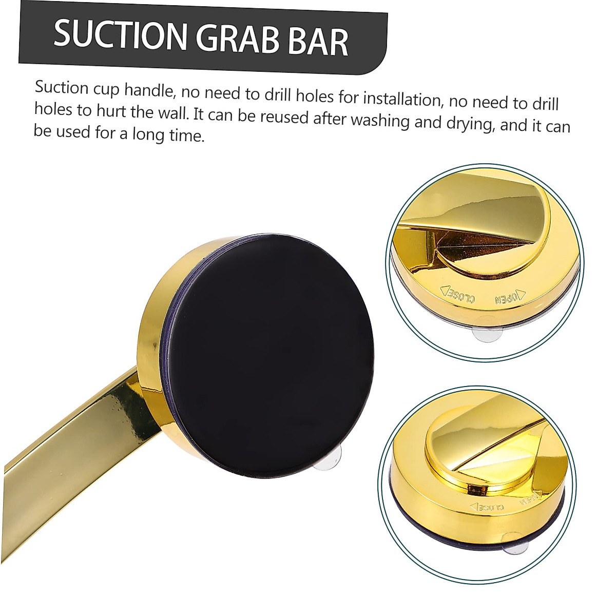 Mobestech 1pc Suction Grab Bar Bath Grab Bar Kitchen Cabinet Handles Hand Rest Assist Bath Handles Suction Bathtub Grab Bars Balance Assist Senior Assist Refrigerator Door Armrest Knob Elder