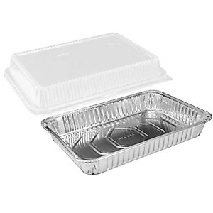 Nicole Fantini 9 x 13” Half Size Disposable Aluminum Pan with Dome Lids - Keep Meals Fresh Longer - Versatile Food Containers - Eco-Friendly & Durable - Set of 10