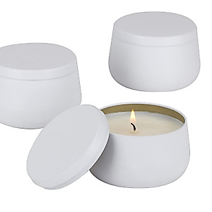 NEXBEXES 8oz Candle tins with lids,White Candle Jars,Bulk Candle tins for Making Candles,Candle Making Jars(24PACK, White)