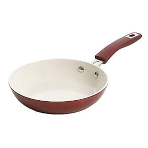 Kenmore Nonstick Ceramic Coated Forged Aluminum Induction Cookware, 2PC - Fry Pan Set, Metallic Red