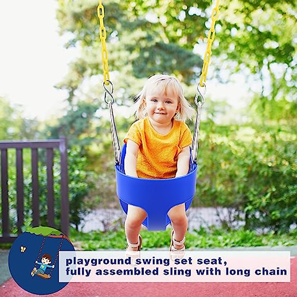 Puteraya 4 Pack High Back Full Bucket Swing Seat and Kids Swing Board Seat with Plastic Coated Chains and Carabiner for Baby Boys Girls Backyard Playground Outdoor Playset