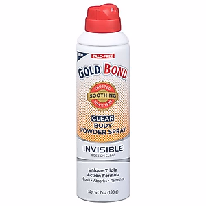 Gold Bond No Mess Clear Invisible Body Powder Spray, 7 oz., Absorbs Odor-Causing Sweat