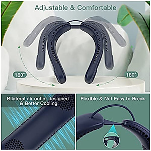 Trakxy Four Blades Foldable Neck Fan 2022 New Version, 4000 mAh Battery Powered Bladeless Neck Fan, Upgraded Four Blades Super Strong Wind Portable Fan for Outdoor Sports, Home, Office, Travel-Blue