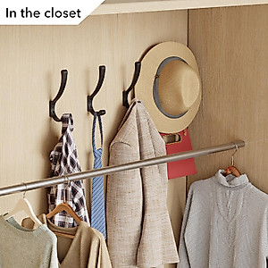 saffruff Wall Hooks for Hanging Coats: 5.6-Inch Heavy Duty Coat Hooks (Holds Up to 30 lbs), Textured Matte Finish, 4-Pack, Black