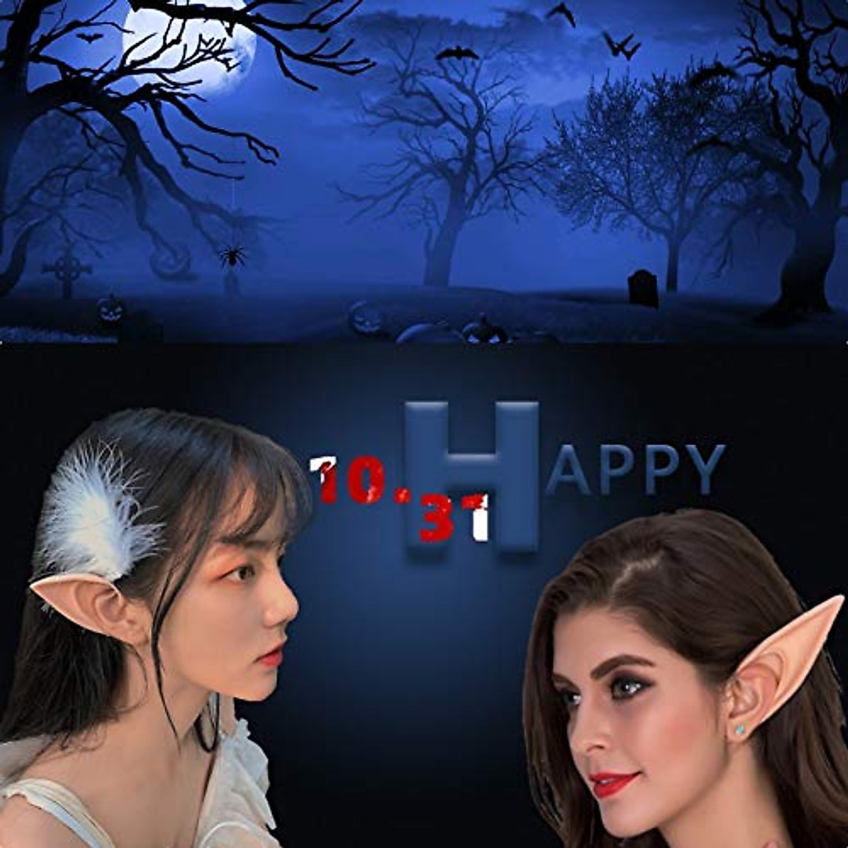 GREAT&LUCKY Cosplay Fairy Pixie Elf Ears - Soft Pointed Tips Anime Party Dress Up Costume Masquerade Accessories for Halloween Christmas Party