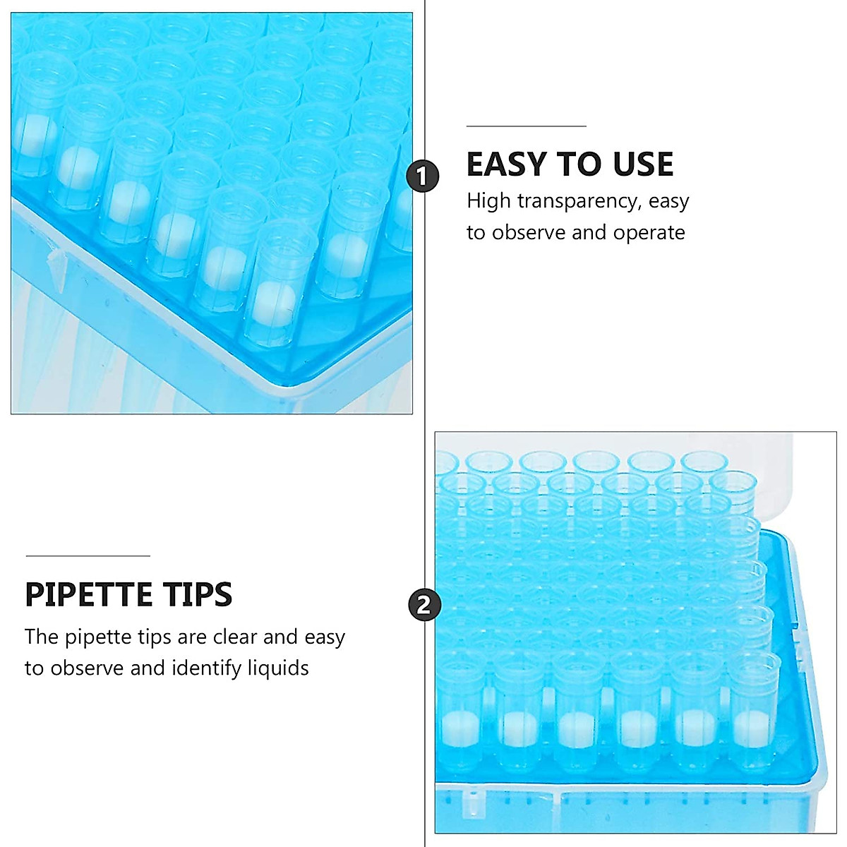 TYQILIN Sterile 1000ul Filtering Pipette Tips - Universal Filter Pipette Tips - Racked,RNase/DNase Free & Pyrogen Safe, Clear, 100 Tips/Rack Pk x 10 Racks（1000 Tips）