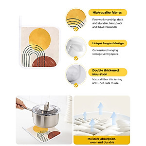Pot Holder Set of 4 Mid Century Boho Sun Abstract Potholder Heat Proof Non-Slip Pot Holders,Minimalist Terracotta Aesthetic Hot Pads Potholders for Kitchen Cooking Baking BBQ