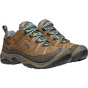 KEEN Women's Circadia Low Height Comfortable Waterproof Hiking Shoes, Syrup/North Atlantic, 10 Wide