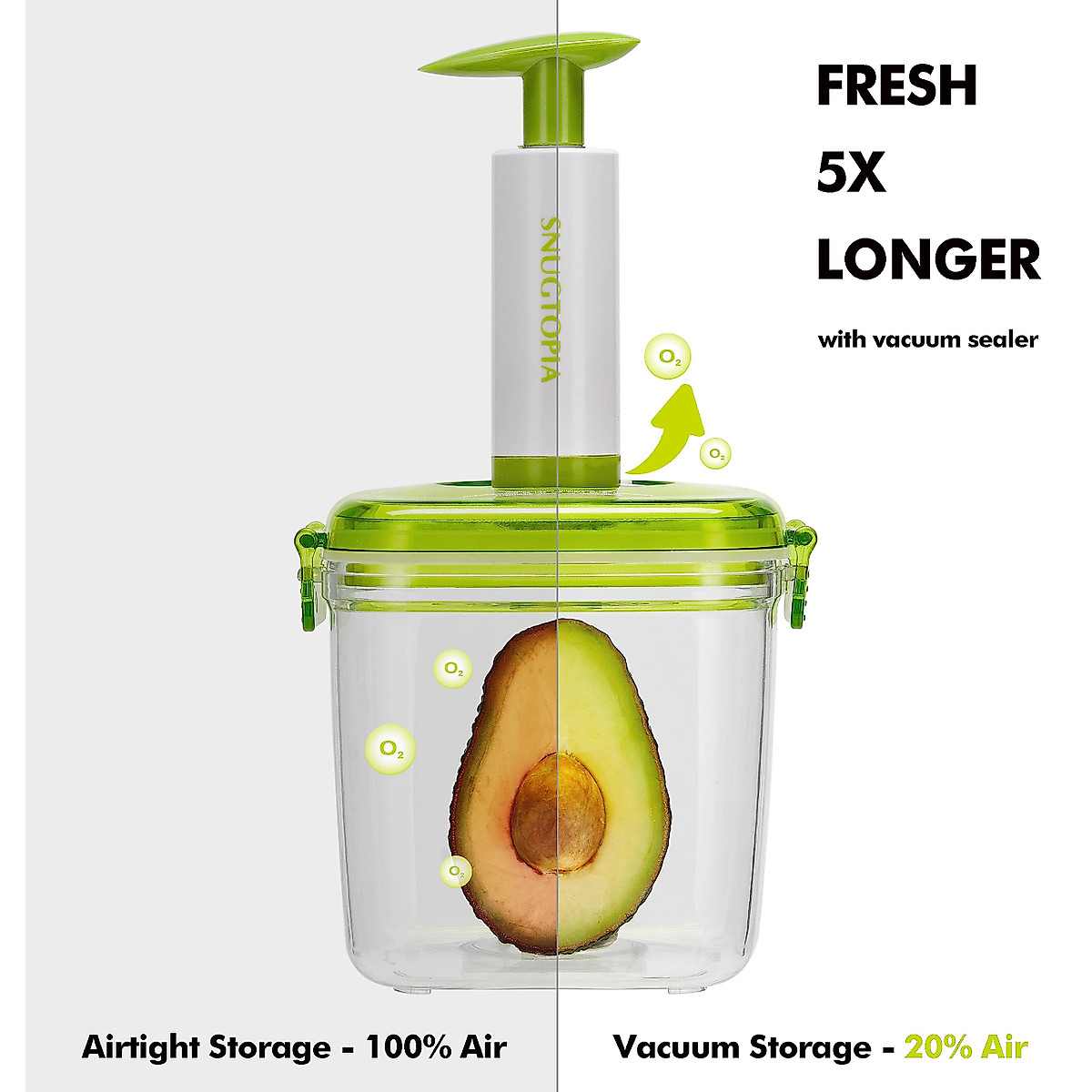 SNUGTOPIA Vacuum Seal Food Storage Containers - BPA Free, 100% Leak Proof, Freezer & Microwave Safe Lunch Box for Food Fresh 6Pcs