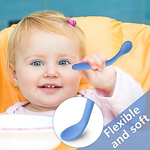 HAKSEN 8PCS Silicone Feeding Spoons, Baby Spoons Training Spoons Silicone Baby Utensils Infant Spoons for First Stage Baby and Parents