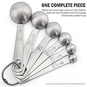 1Easylife 18/8 Stainless Steel Measuring Spoons, Set of 6 for Measuring Dry and Liquid Ingredients