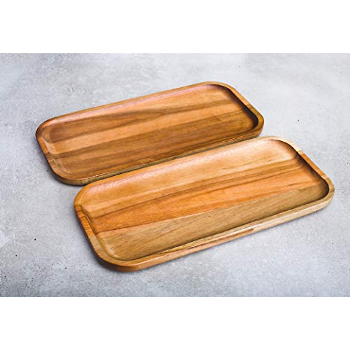 Dstuff Wood Serving Platter Tray Plate, Bathroom Vanity Tray, Wooden Steak Plates, Set of 1 Small Wood Tray + 30 Paddle Picks, Solid Natural Rectangular Acacia Board for Food Party Cheese Appetizer,