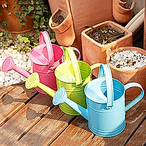 Firlar Traditional Metal Watering Can, 1.5L Small Steel Plant Watering Can with Long Spout, Garden Garden Water Pot with Sprinkler Head Easy Pour Pot for Bonsai Indoors and Outdoors, Blue