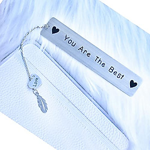 Lettering Bookmark with Chain Inspire Metal Bookmarks Retiring Graduation Birthday Valentines Job Christmas Anniversary Gifts for Book Lovers Students Parents Friends Readers Dad Mom