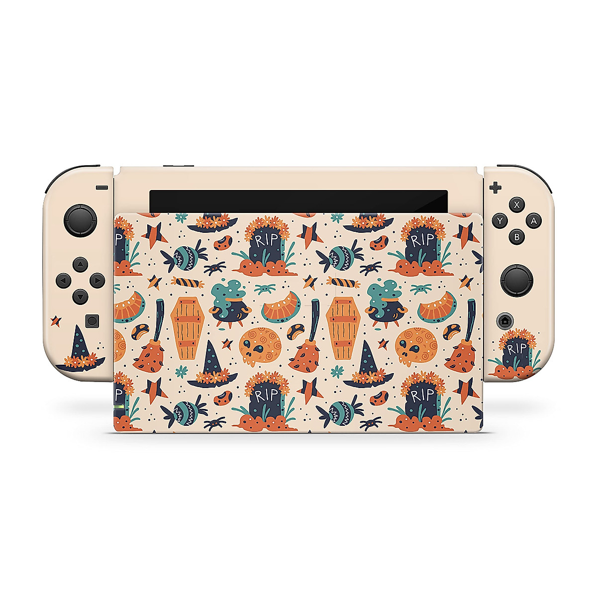 acky Design Spooky Skin Compatible with Halloween Nintendo Switch Skin Wrap Cover, Pumpkin Skin for Nintendo Switch Stickers, Premium Vinyl 3M Full Wrap Decal, Compatible with Joy-Con, Console, Dock