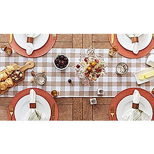 DII Heavyweight Fringed Check Tabletop Collection, Table Runner, 14x72, Stone Brown